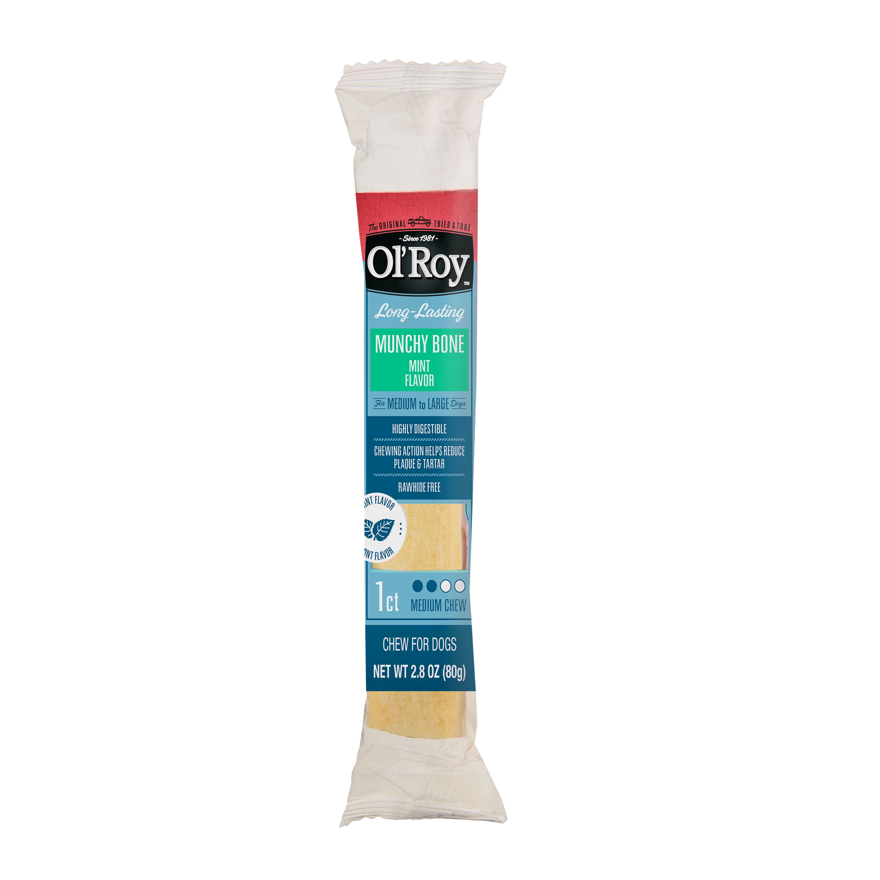 Ol' Roy Mint Flavor Munchy Bone Dog Treats for Medium and Large Dogs 2 ...