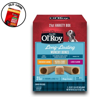 Ol' Roy Long-Lasting Natural Peanut Butter Flavor Munchy Bones Chews ...