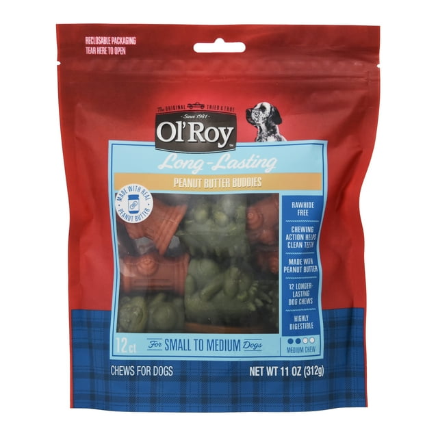 Ol' Roy Peanut Butter Buddies, Chews for Small to Medium Dogs, 12 Count ...