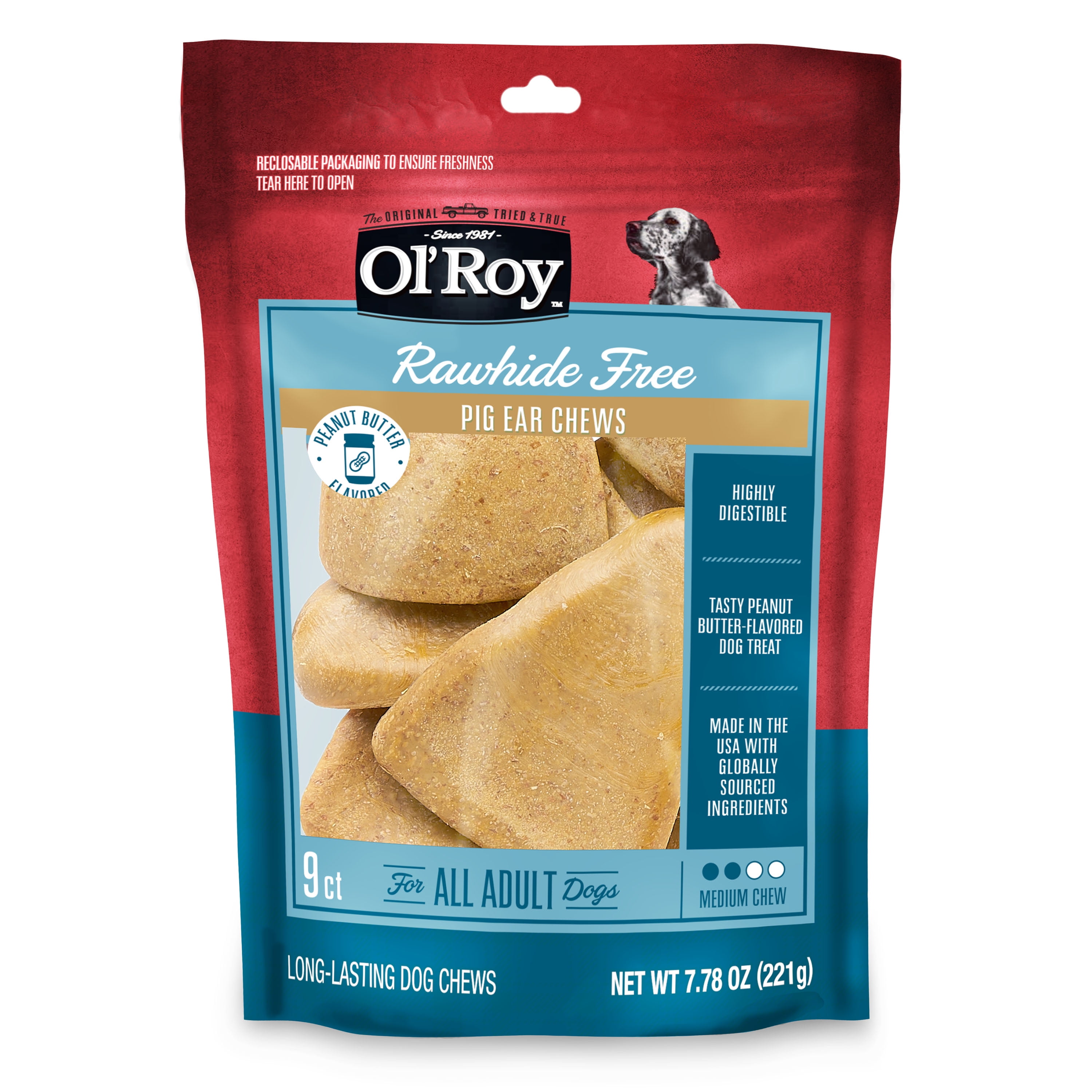 Ol' Roy Peanut Butter Flavor Pig Ear Chews, 7.78 oz, 9 Count - Walmart.com