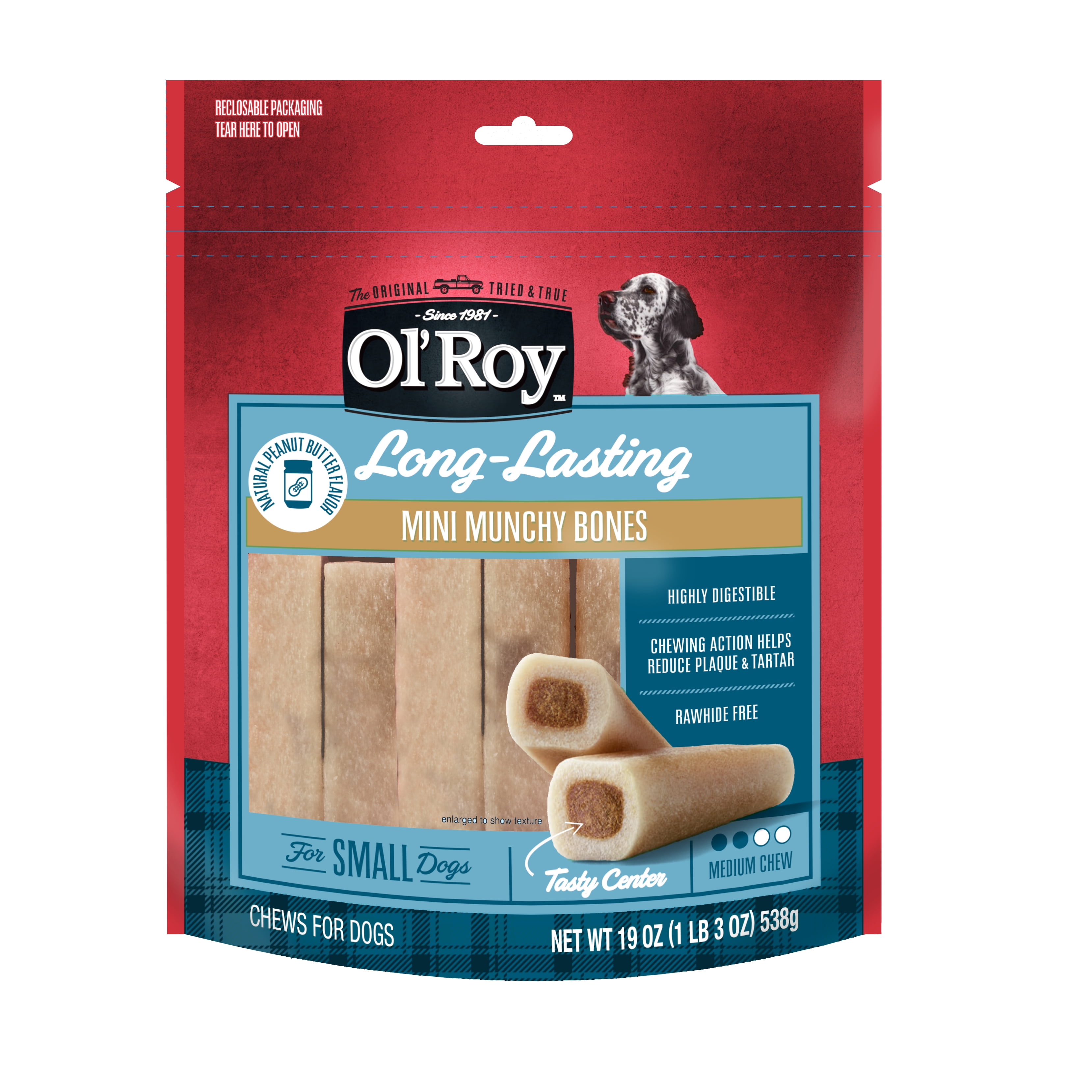 Ol' Roy Peanut Mini Munchy Bones Dog Treats, Peanut Butter, 19 oz ...