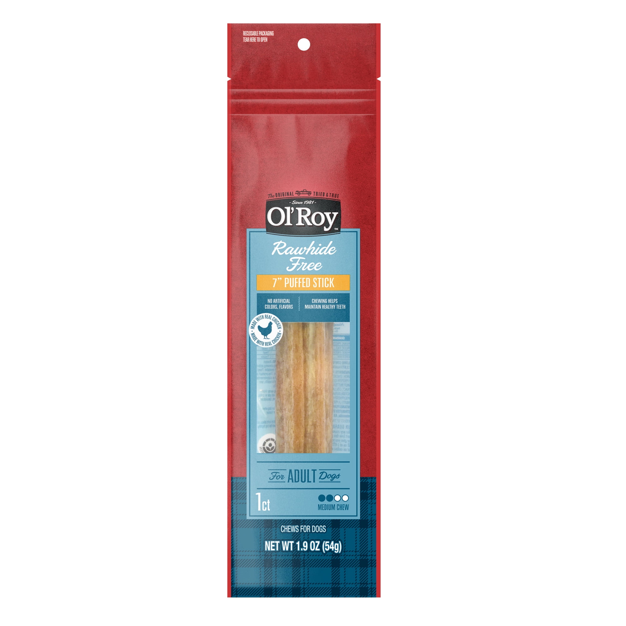 Ol' Roy Dog Puffed Stick 1.9 oz Soft Chewy Texture Reduce Tartar Build ...