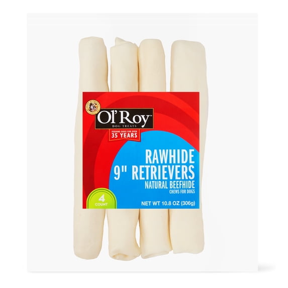 "Ol' Roy 9"" Natural Beefhide Rawhide Retrievers Dog Chews, Long ...