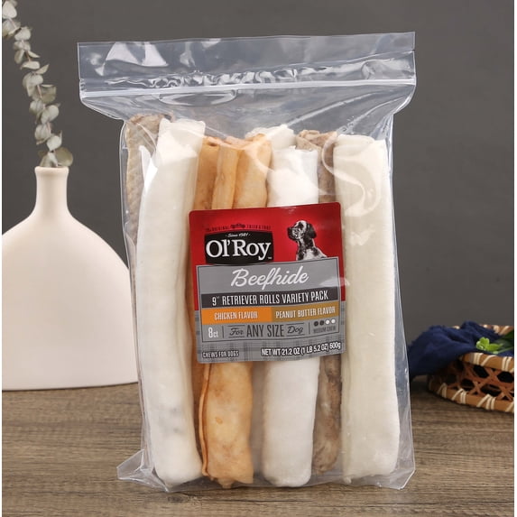 Ol' Roy Rawhide 9" Retrievers Multi-Flavored Chews for Dogs, Dry, 21.2 ...