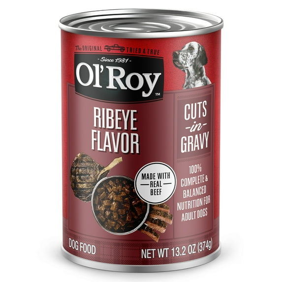 Ol' Roy Dog Food with Ribeye Flavor in Gravy 13.2 oz Can, Complete and ...