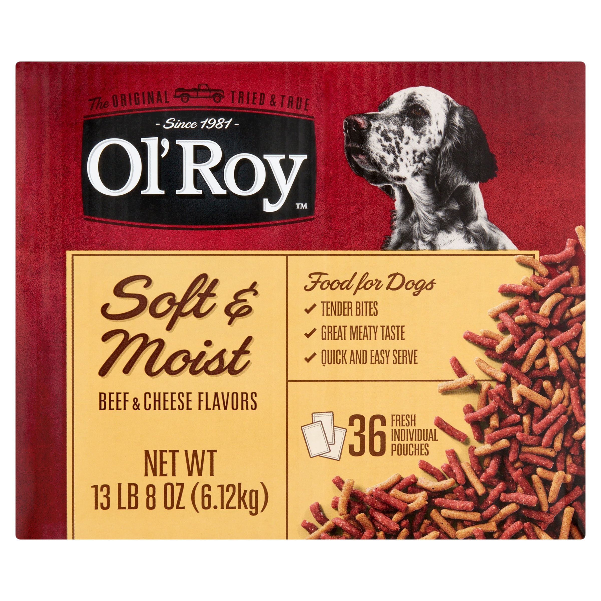 Ol'Roy Soft & Moist Dog Food with Beef & Cheese Flavors, 6 oz Pouch (36 ...