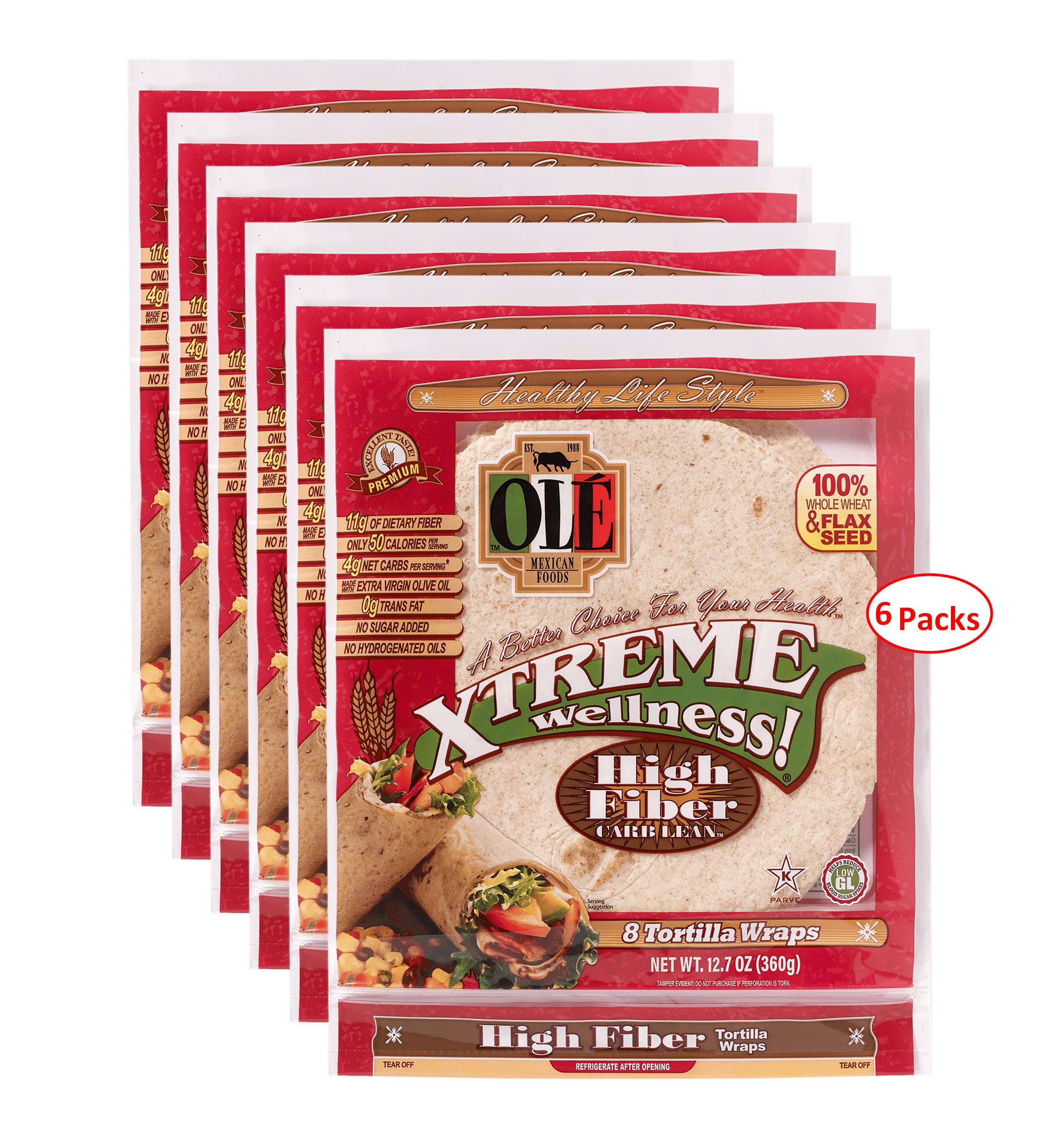 "Olé Xtreme Wellness High Fiber Low Carb Wraps, 8"" Flour Tortillas ...