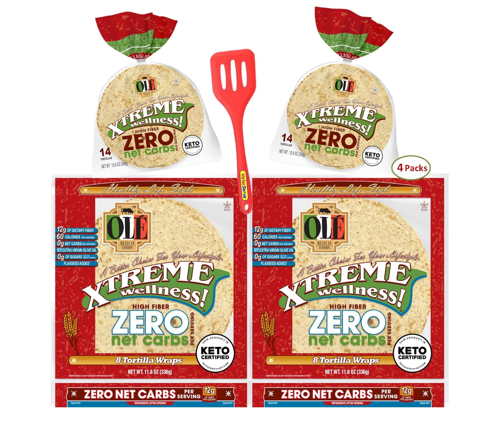 Olé Xtreme Wellness® High Fiber ZERO Net Carbs Tortilla Variety Pack | Keto Certified | 11.8 ...