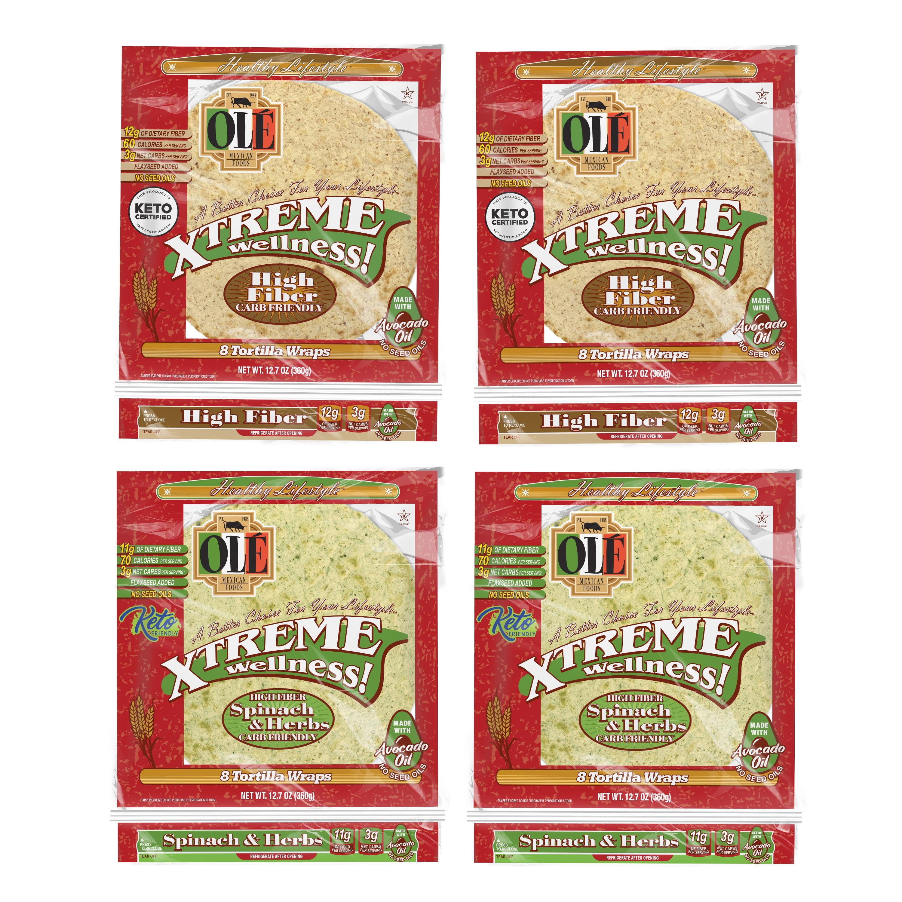 Olé Xtreme Wellness® Variety Flavors | 8" Size Flour Tortillas |Carb ...