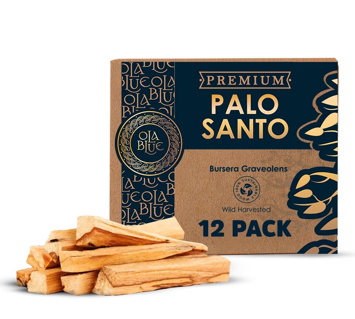 Ola Blue Palo Santo Smudging Sticks (12 Pack) from Peru Premium High ...