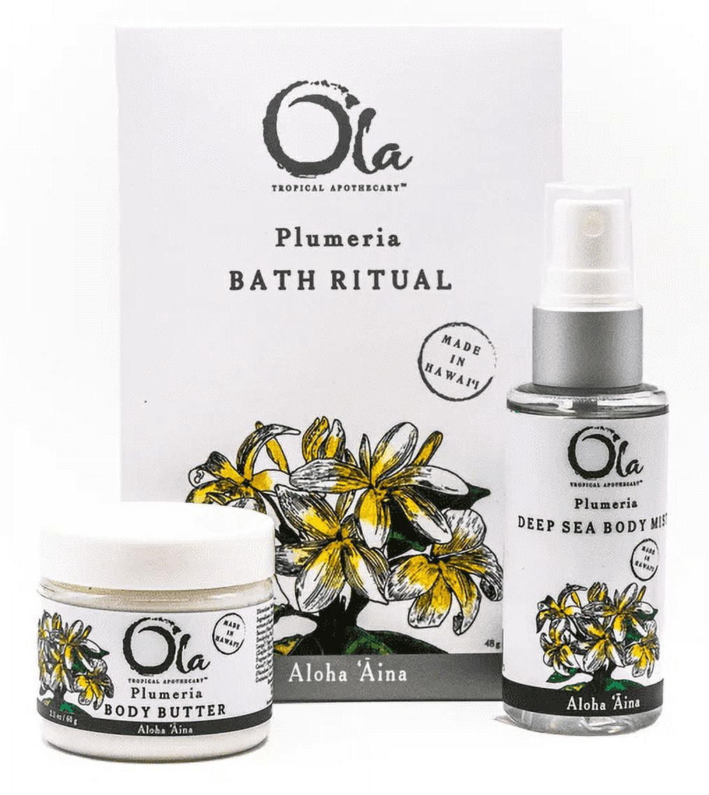 Ola Tropical Apothecary Plumeria Gift Set - Body Butter, Deep Sea Mist ...
