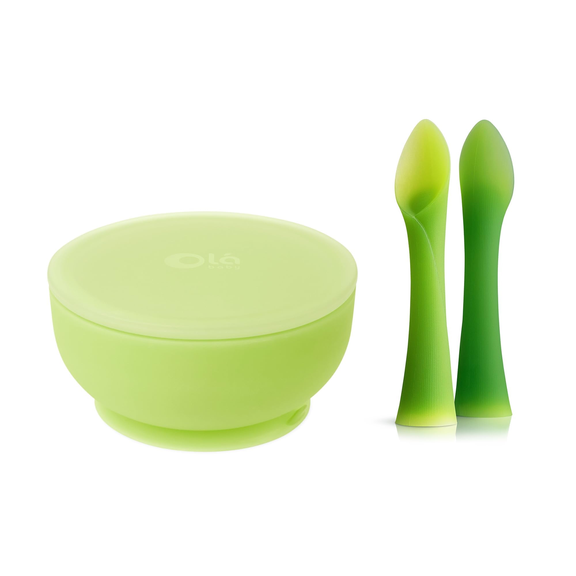 Olababy 100% Silicone Soft-Tip Training Spoon and Suction Bowl with Lid ...