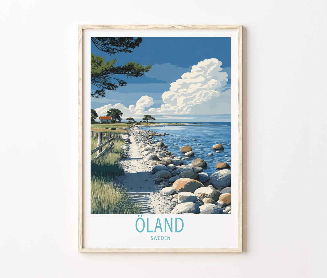 Oland Coastline Sweden Scandinavian Island Landscape Art, Unframed ...