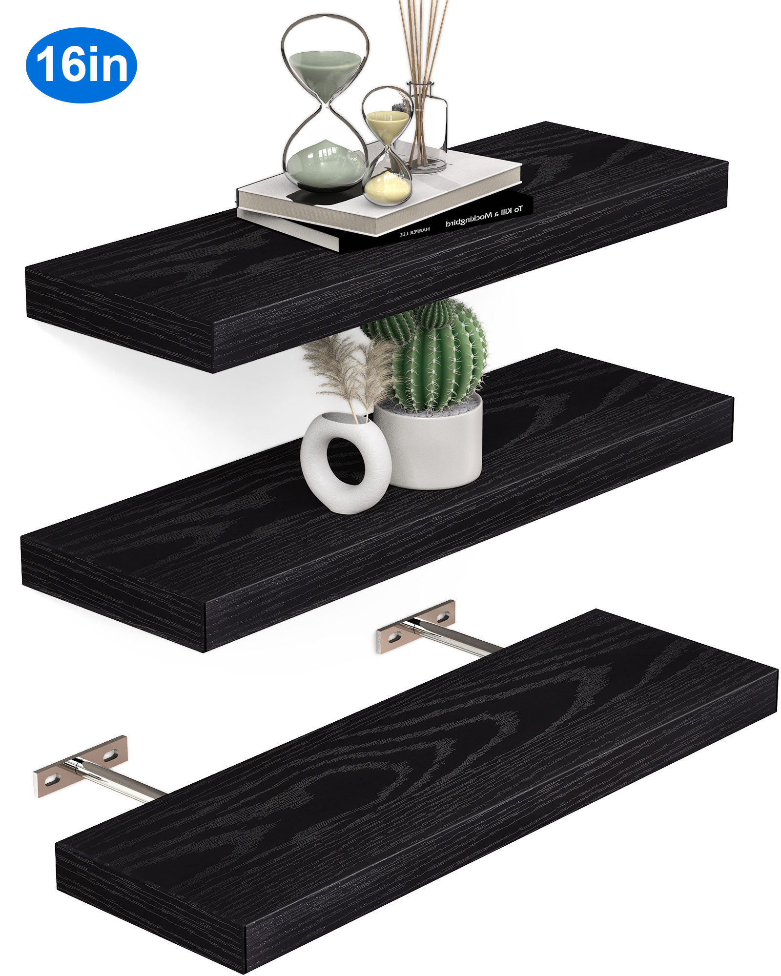 Umbra Showcase Small Floating Shelves (Set of 3), Black - Walmart.com