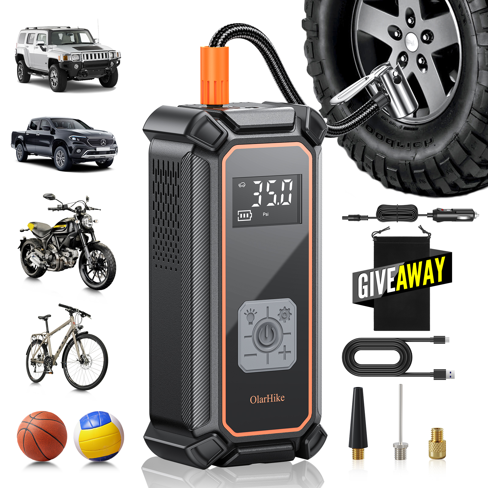 Car Auto Tire Inflator, 160 PSI Handheld Tire Air Compressor, AstroAI ...