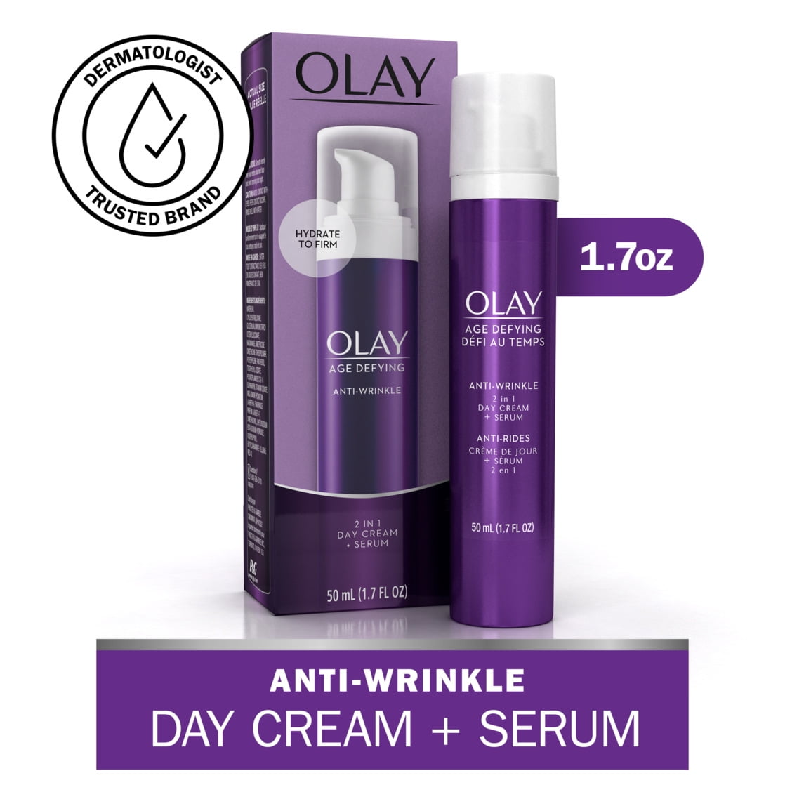 Olay Age Defying Day Cream + Serum 2-in-1, Anti-Wrinkle, For All Skin ...