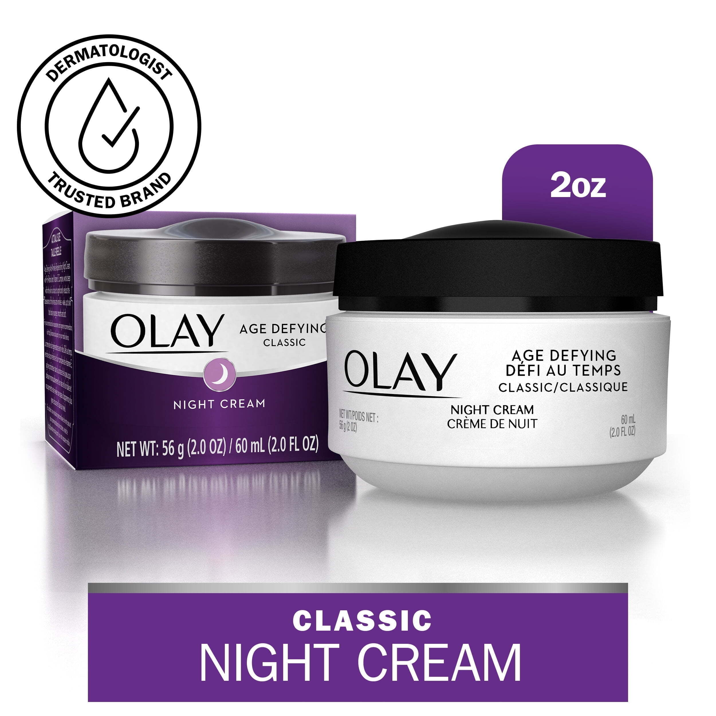 Olay Age Defying Night Cream, Anti-Wrinkle, All Skin Types, 2.0 oz ...