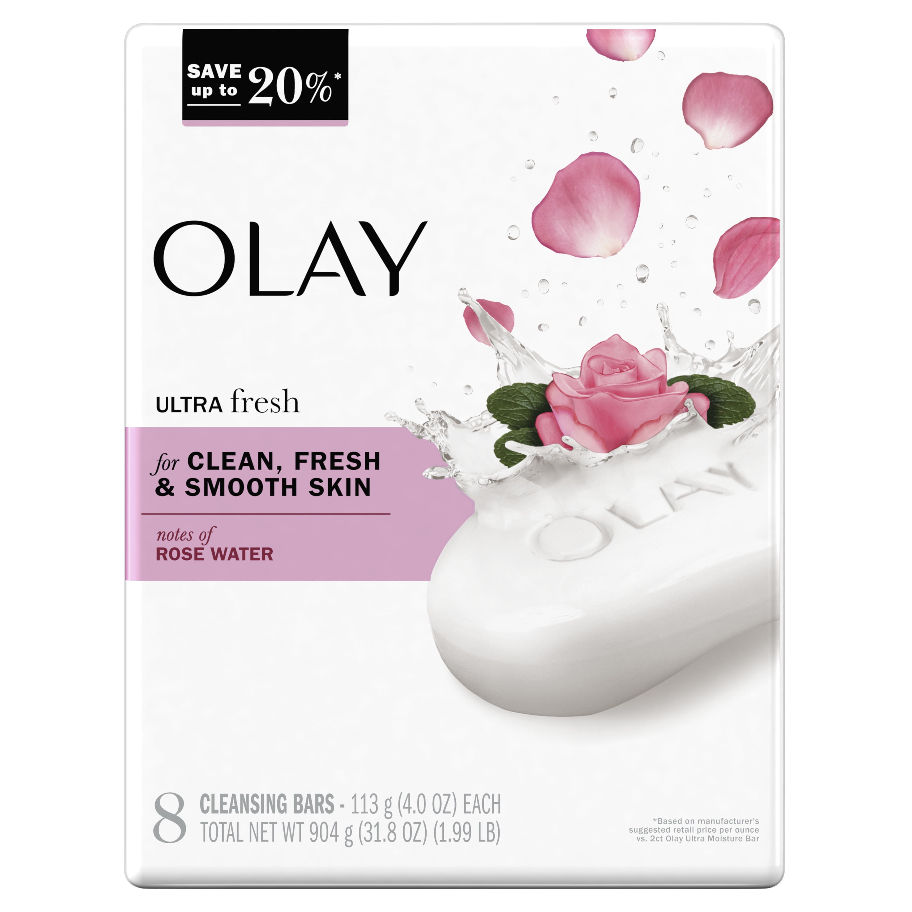 Olay Bath Bar with Notes of Rosewater 4 oz, 8 Count - Walmart.com