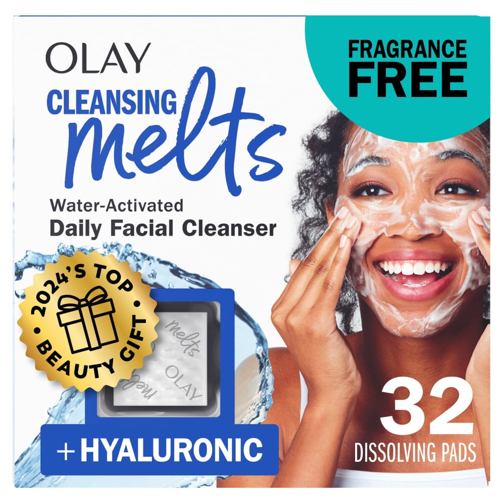 Olay Cleansing Melts + Hyaluronic Face Cleanser, Water-Activated Face ...