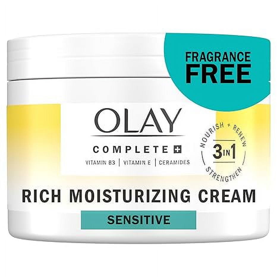 Olay Complete+ Rich Moisturizing Cream Fragrance-Free, 8.5 OZ, 3-in-1 ...