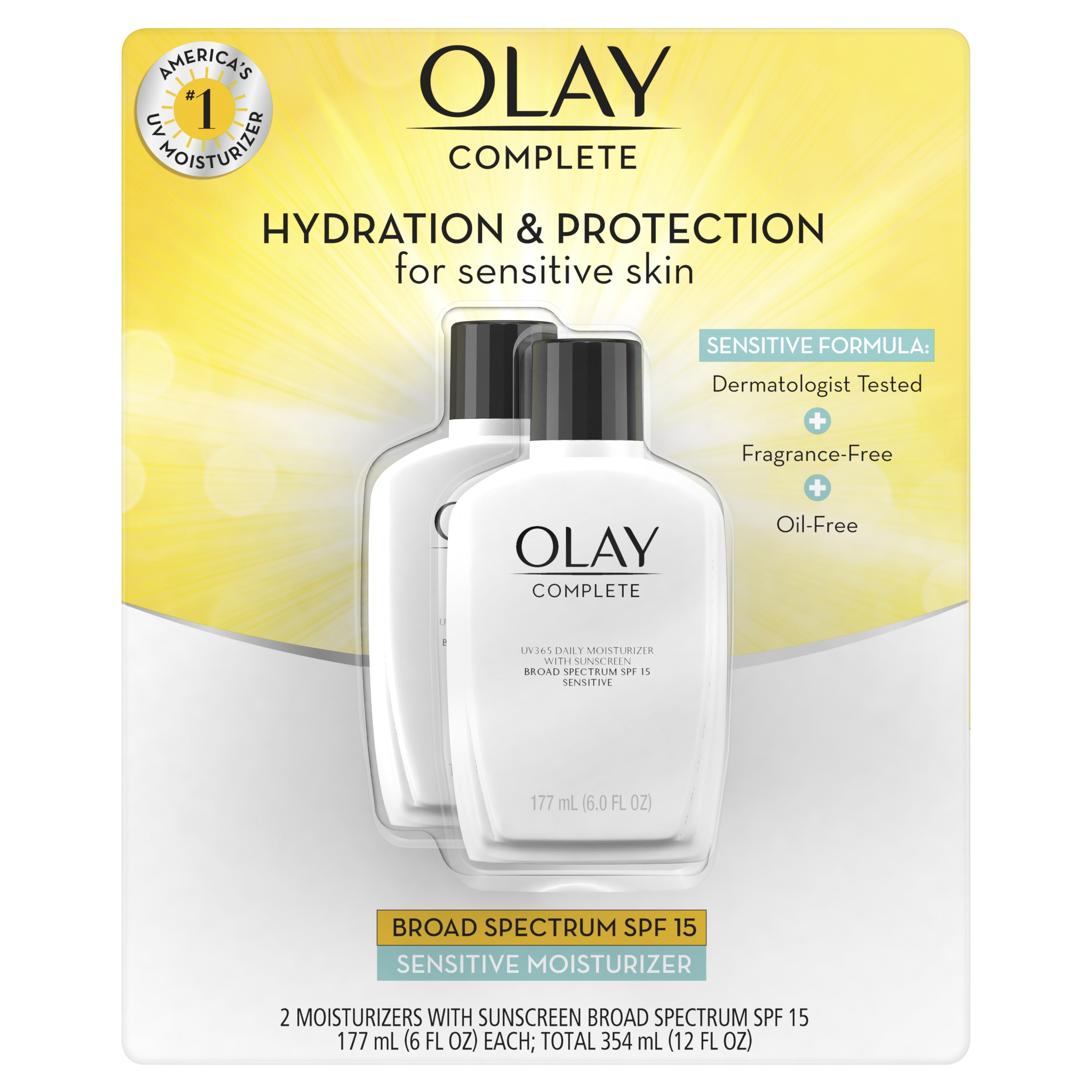 Olay Complete Sensitive Plus Anti Aging Sunscreen Lotion Hydrating Face Moisturizer Spf 15 6