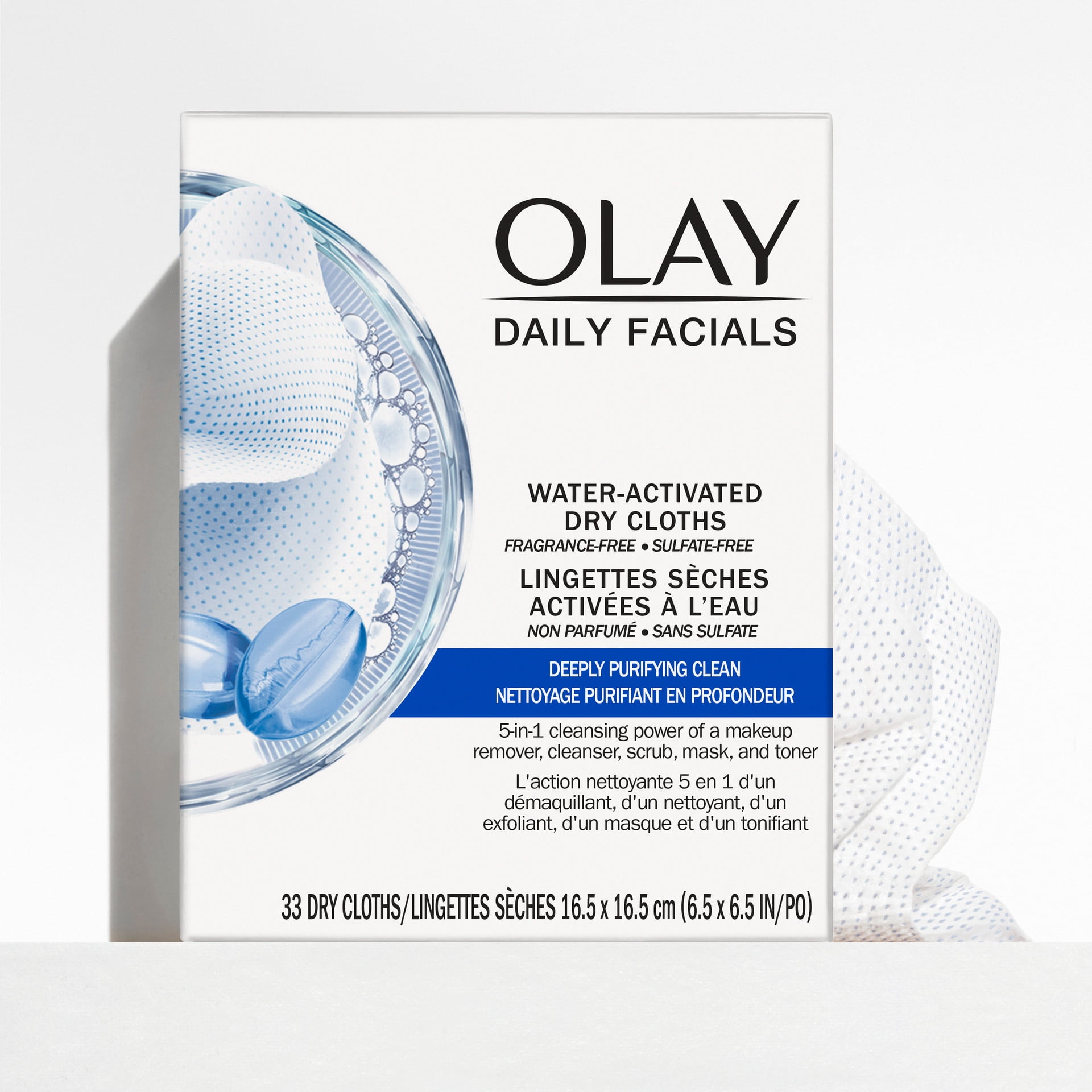Olay Daily Deeply Clean 4-in-1 Facial Cleanser Wash Wipes, Water ...