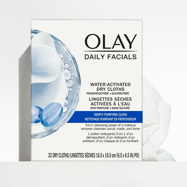 Olay Daily Deeply Clean 4-in-1 Facial Cleanser Wash Wipes, Water ...