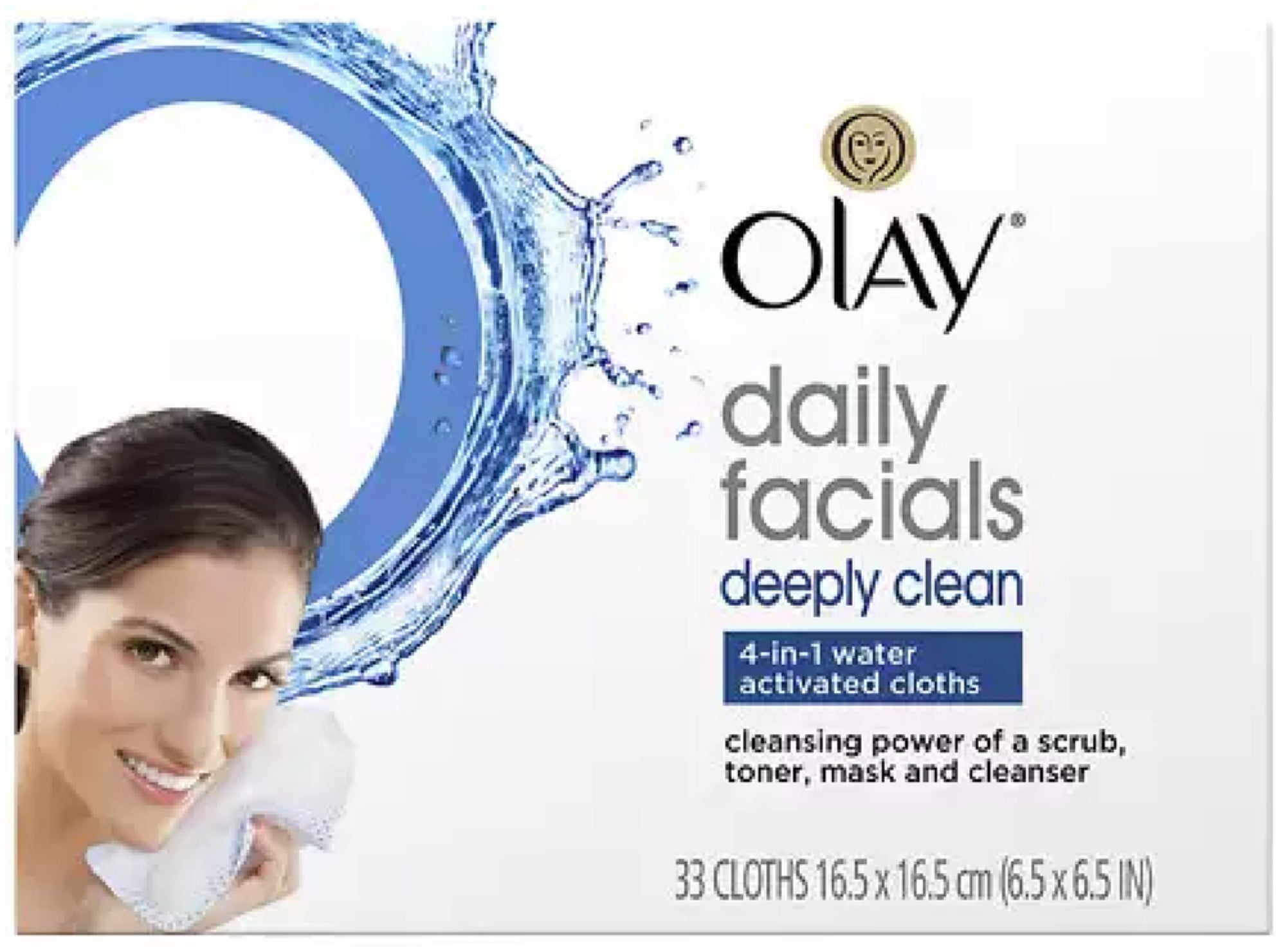 Olay Daily Facial Wash Wipes, Deeply Clean 4-in-1 Water Activated ...