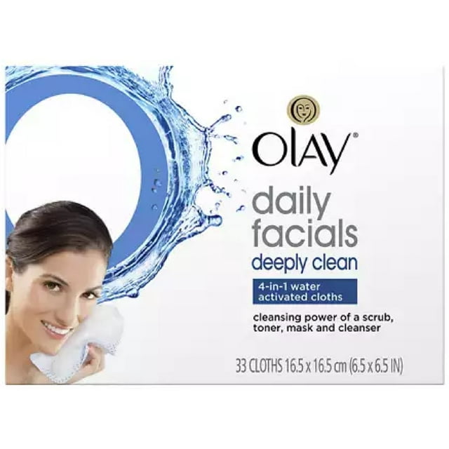 Olay Daily Facial Wash Wipes, Deeply Clean 4-in-1 Water Activated ...