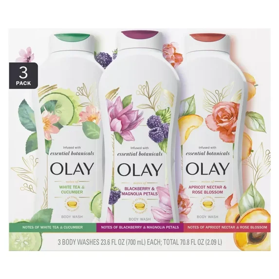 Olay Essential Botanicals Body Wash, 23.6 Fluid Ounce Pack of 3 ...