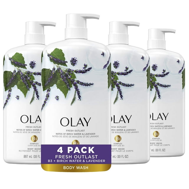 Olay Fresh Outlast Body Wash, Birch Water & Lavender, 30 Fl Oz, (Pack ...