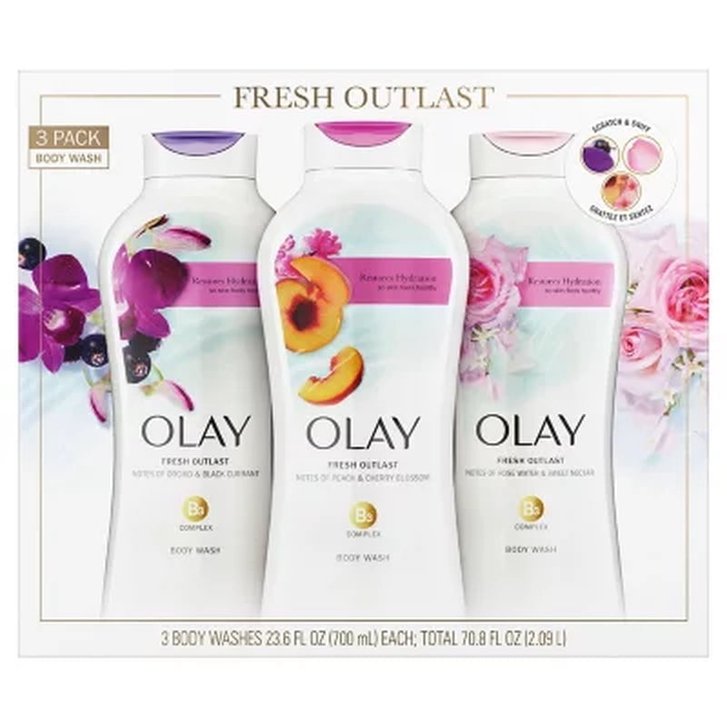Olay Fresh Outlast Body Wash with Vitamin B3 Complex, 23.6 Fl. Oz., 3 ...