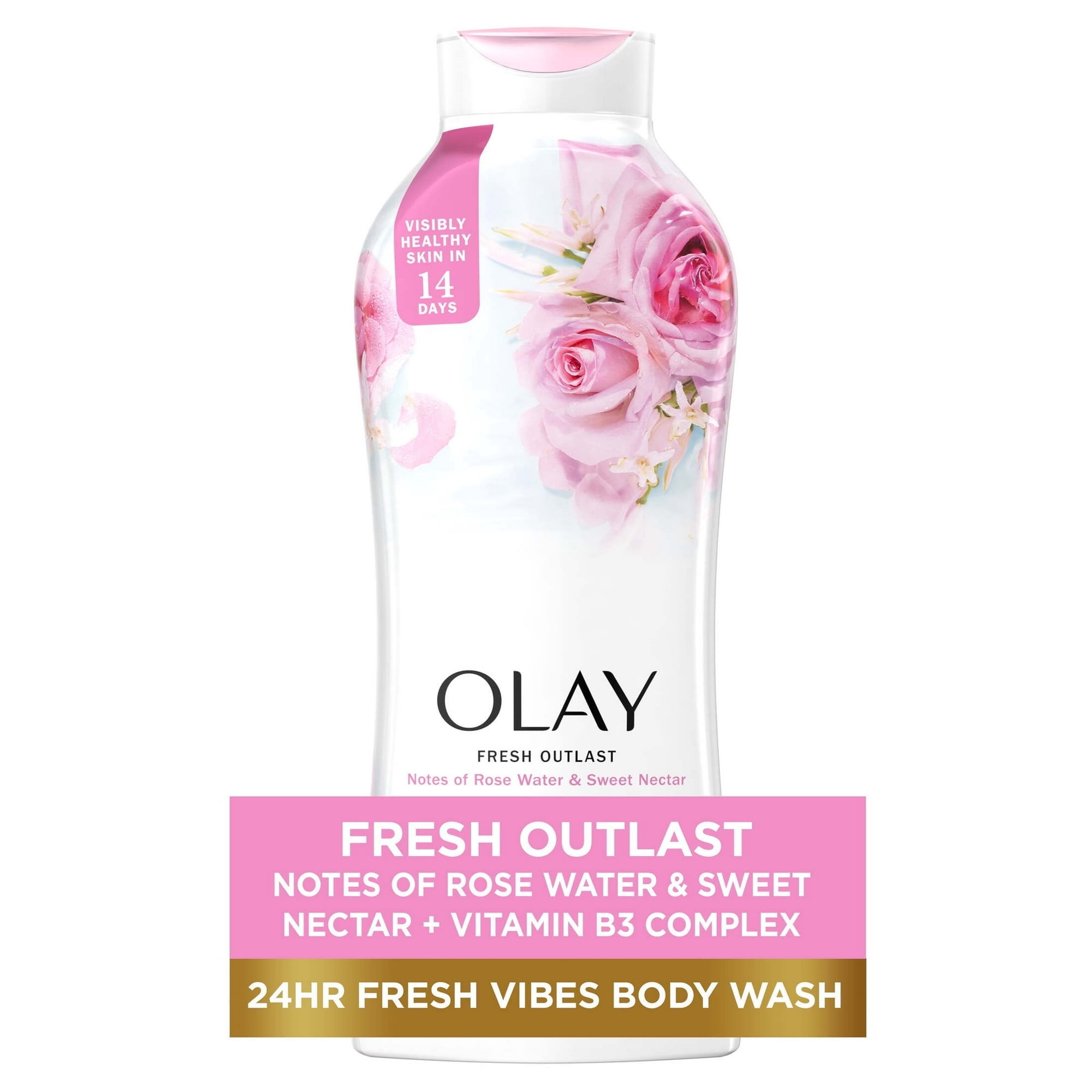 Olay Fresh Outlast Rose Water and Sweet Nectar Body Wash, 22 fl oz ...