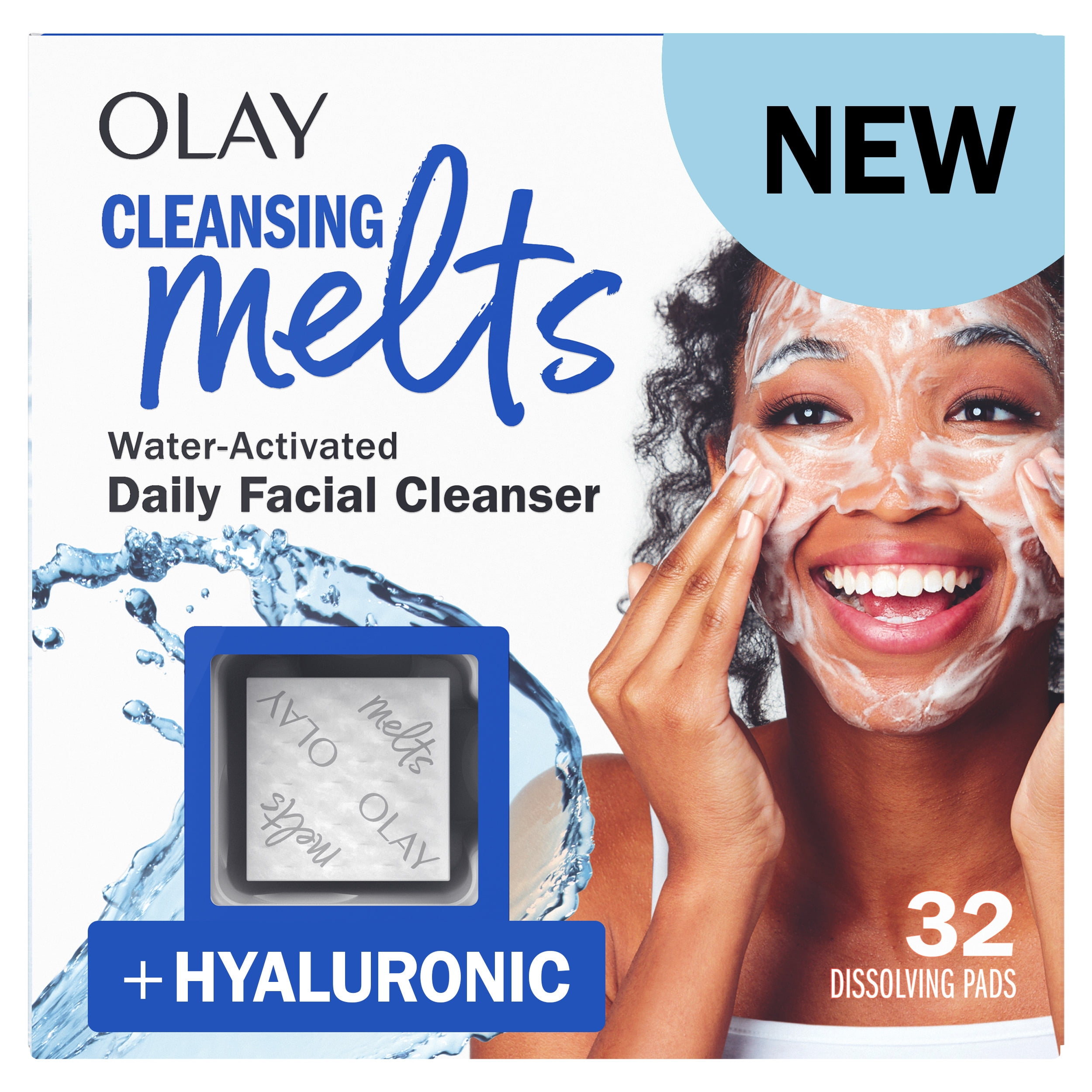 Olay Hyaluronic Acid Cleansing Melts Daily Facial Cleanser, Foaming ...