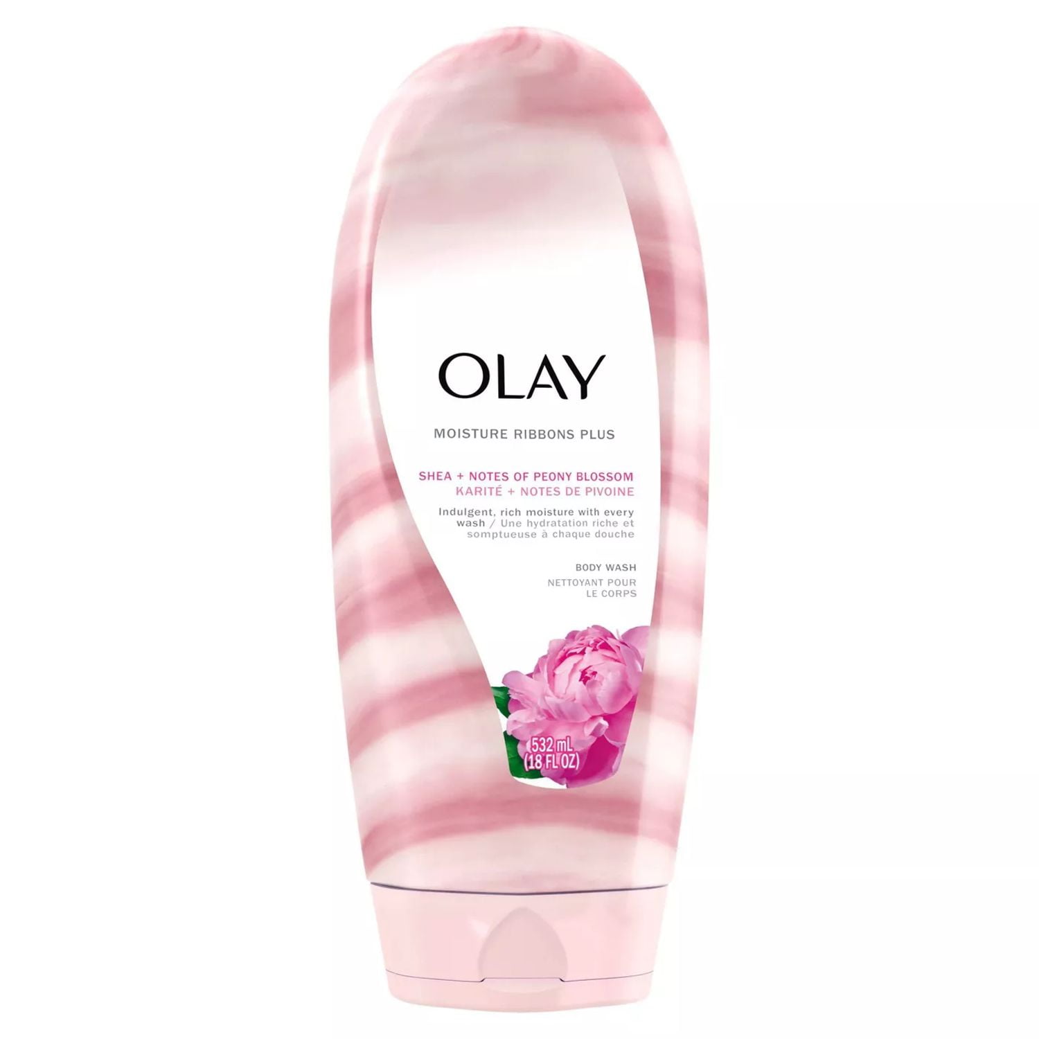 Olay Moisture Ribbons Plus Shea + Notes of Peony Blossom Body Wash, 18 ...