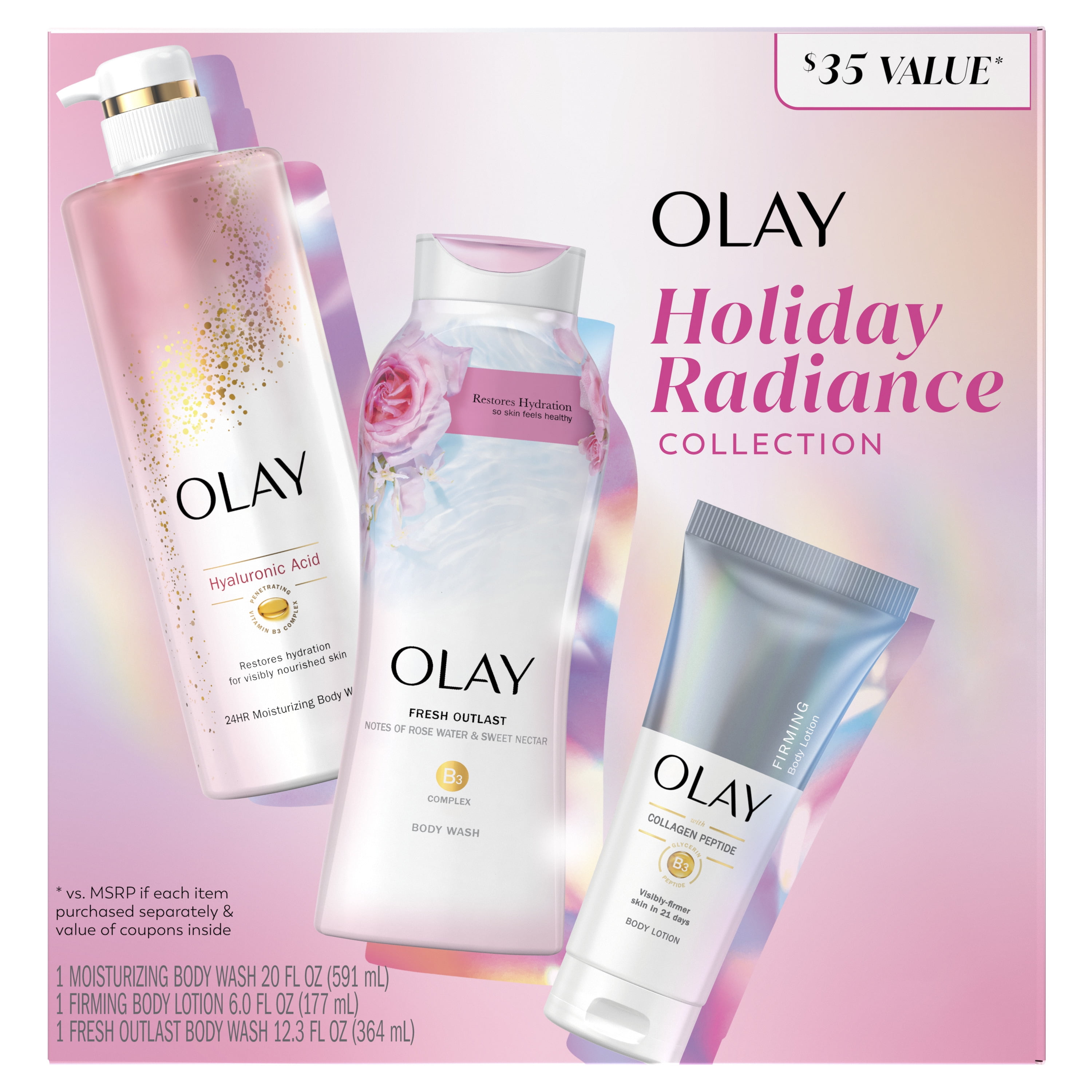 Olay Radiance Holiday Gift Pack with 2 Body Washes and Hand and Body ...