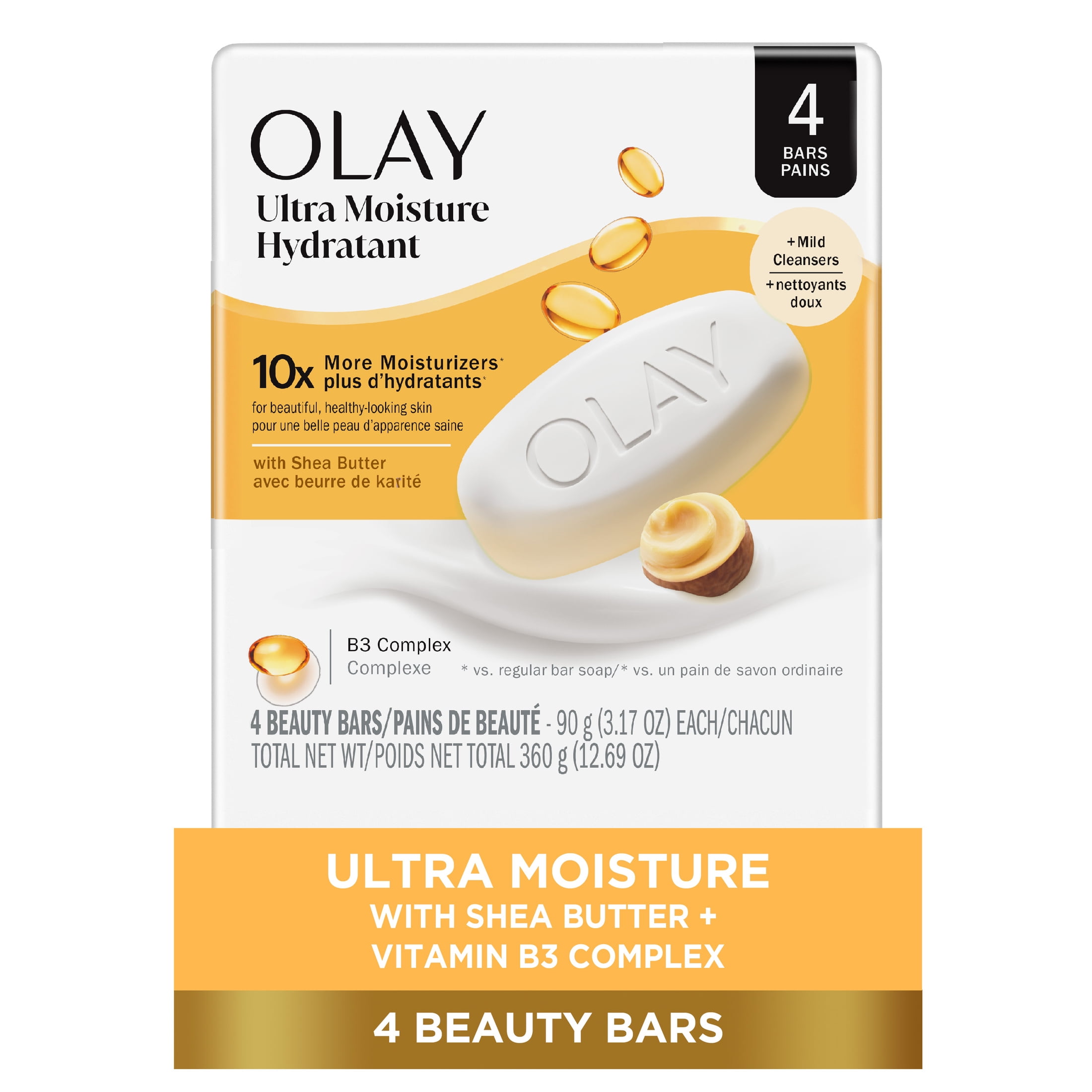 Olay Ultra Moisture Bar Soap, Shea Butter, 3.17 oz, 4 Count - Walmart.com