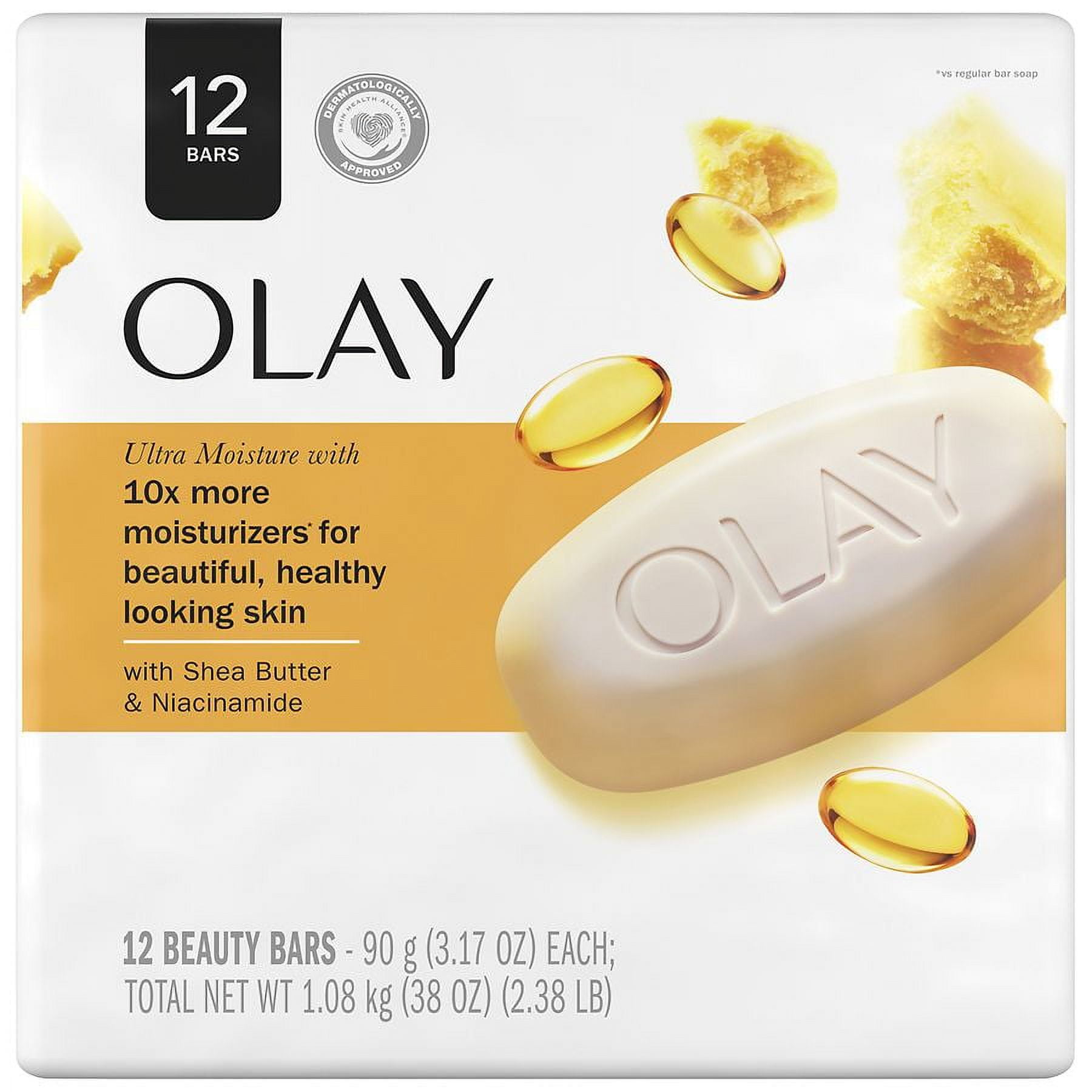 Olay Ultra Moisture Bar Soap, Shea Butter & Niacinamide 3.17 oz x 12 ...