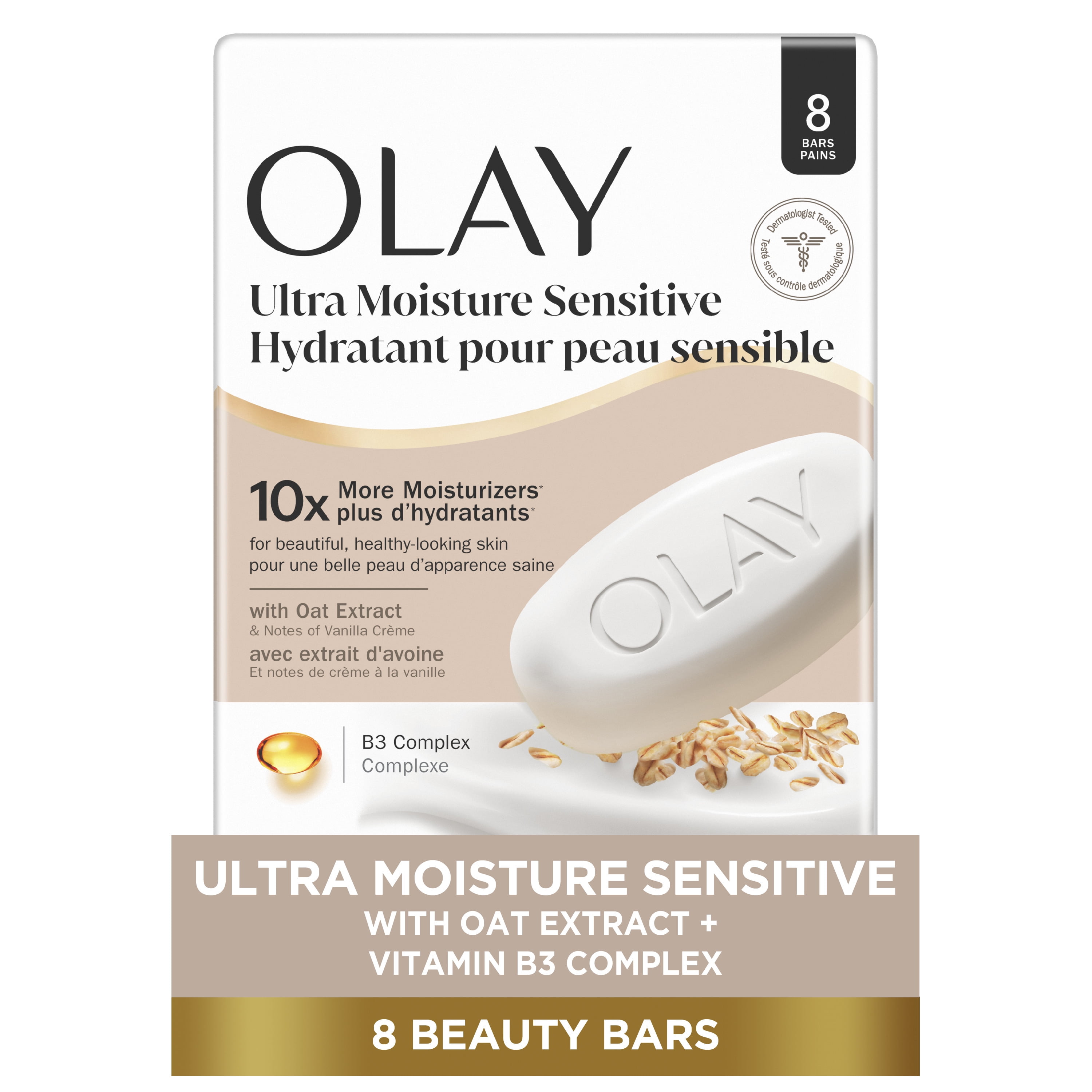 Olay Ultra Moisture Sensitive Beauty Bar with Oat Extract and Notes of ...