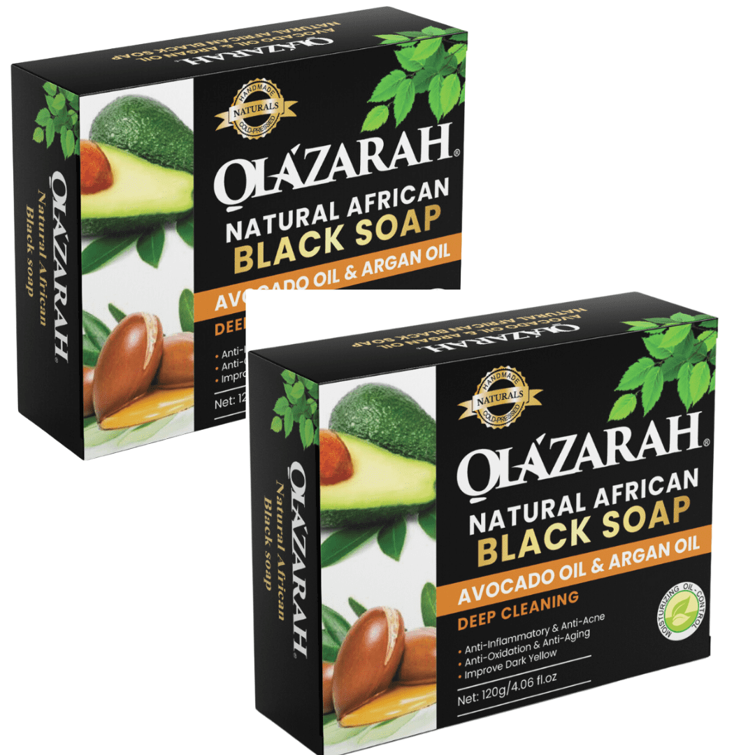 Olazarah Natural Black Soap w/ Avocado & Argan Oil, Moisturizing ...