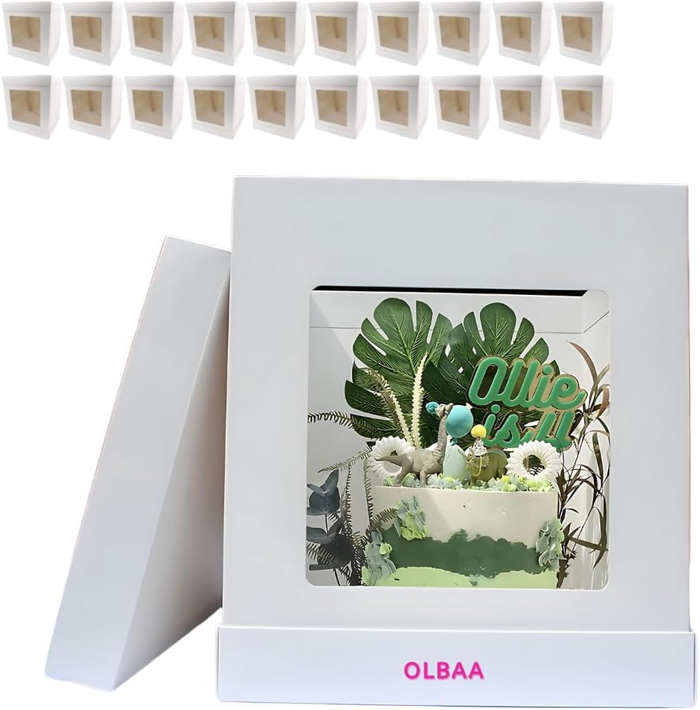 Olbaa Premium 12x12x14 Inches White Square Boxes with Transparent ...