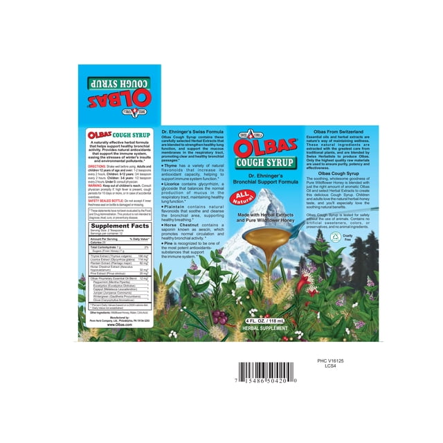 Olbas Herbal Cough Syrup, Pack of 2, 4 FL. OZ., Good for Children ...