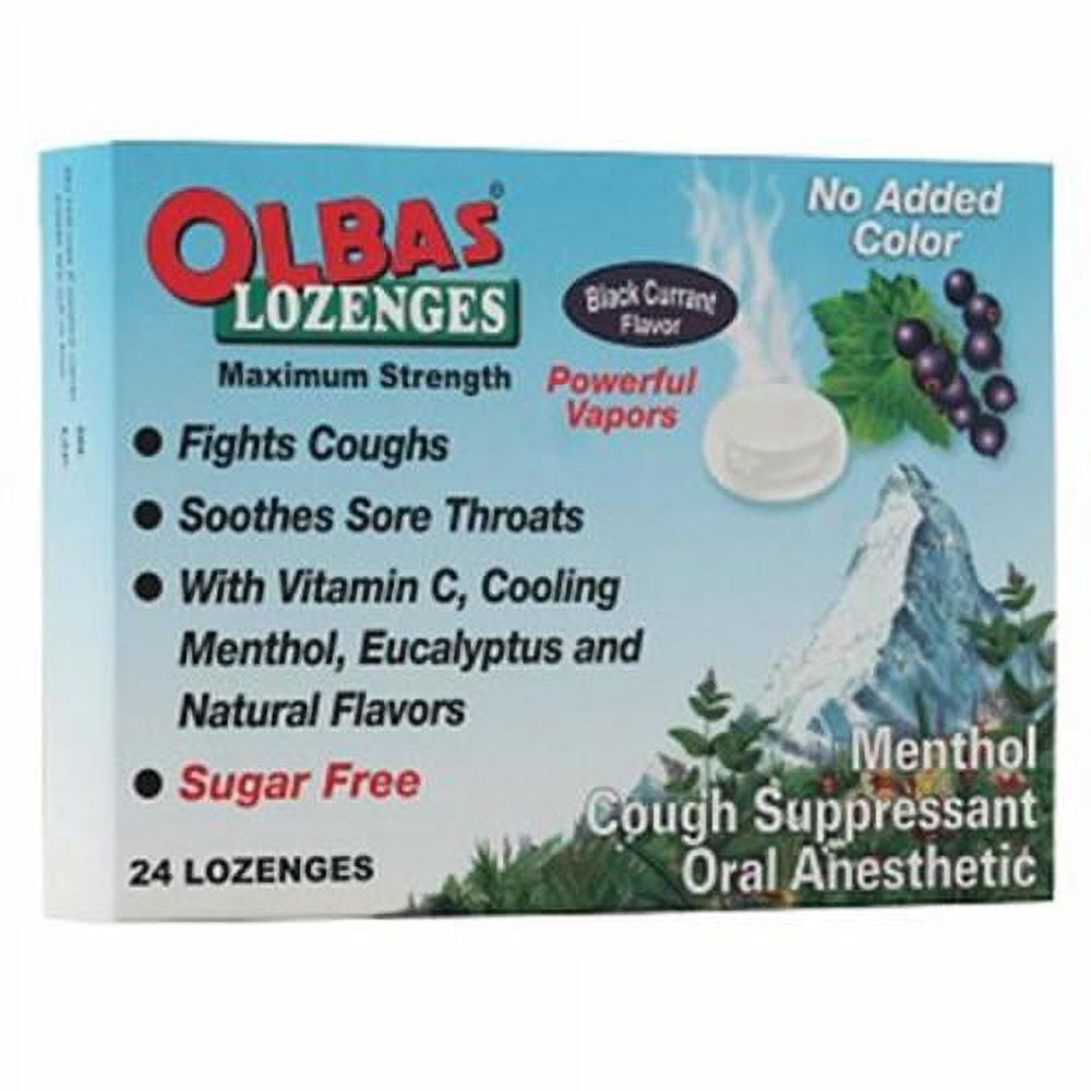 Olbas Herbal Blackcurrant Lozenges, 24 Blister Card, 12 Count, Maximum ...