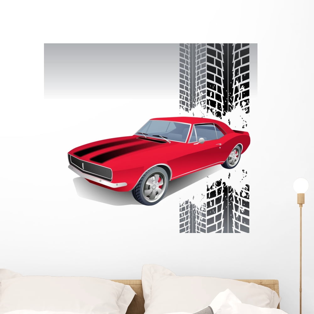 Old American Muscle Car Wall Mural by Wallmonkeys Peel and Stick ...