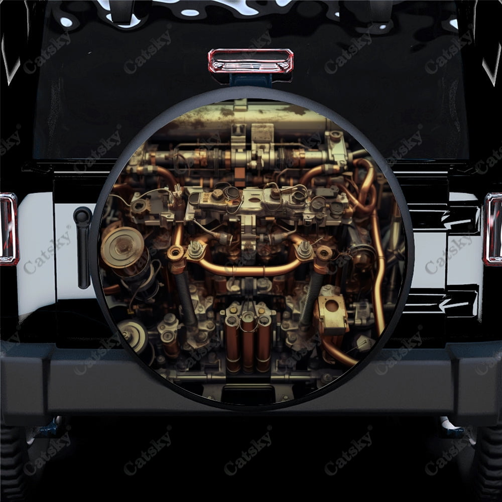 Old Antique Car Engine Art Polyester Universal Spare Wheel Tire Cover ...