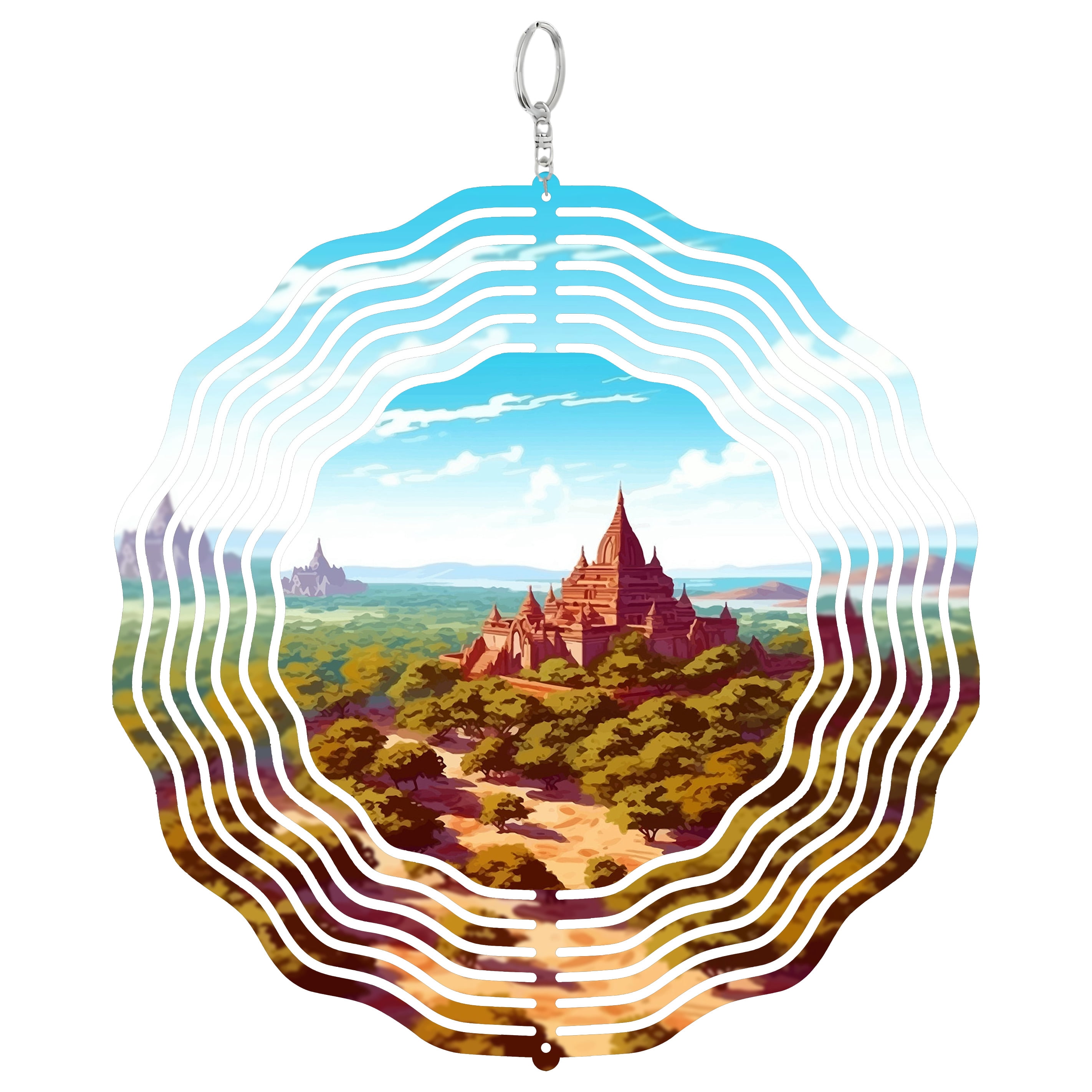 Old Bagan Temples 3D Wind Spinner Stainless Steel Kinetic Art Garden ...