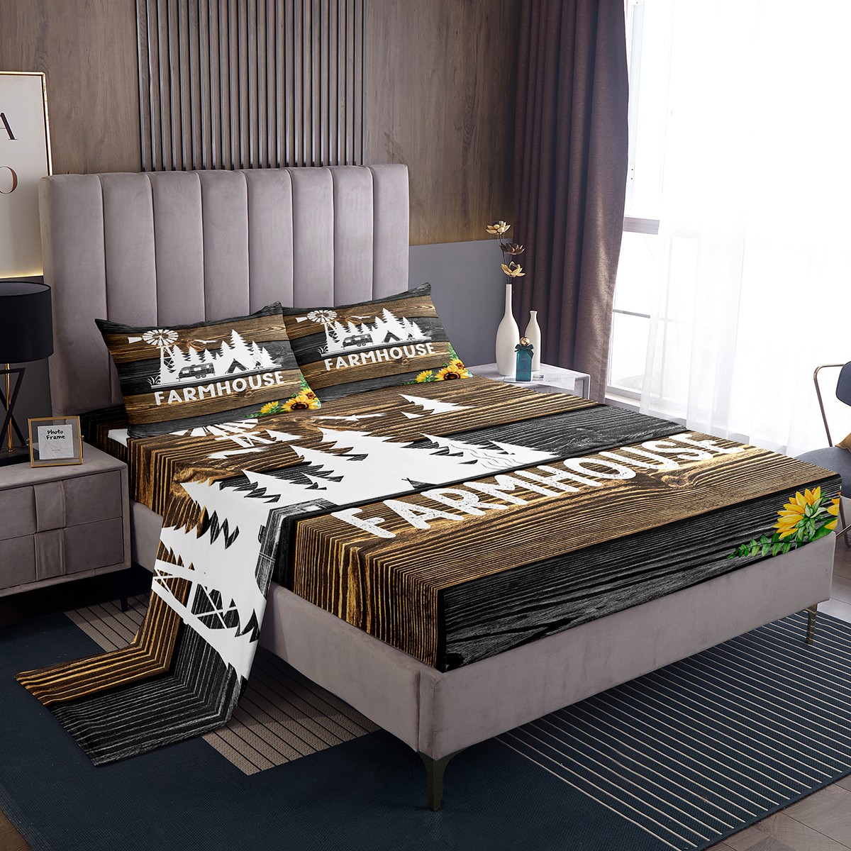 Old Barn Door Bed Sheets Set Vintage Farmhouse Twin Size Sheet Sets ...