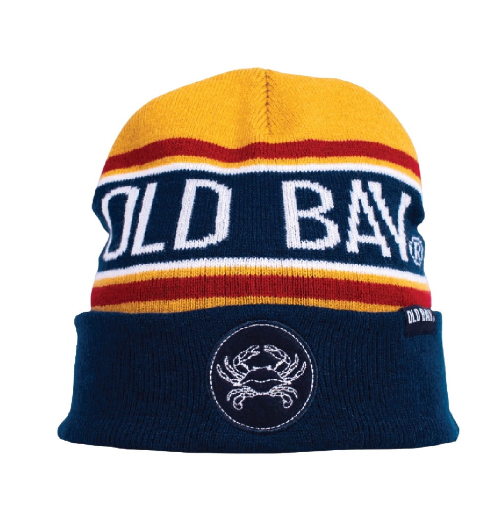 Old Bay Navy Blue Beanie Cap, Retro Style Stripe, Turbo-Spun Acrylic ...