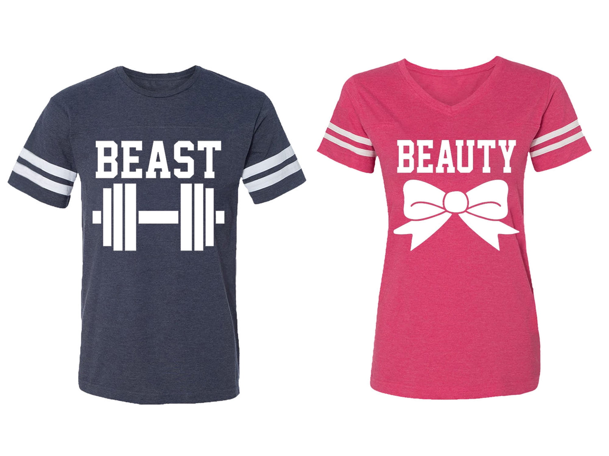 Old Beast Beauty Matching Couple Cotton Jerseys (Men Navy / Women Pink ...