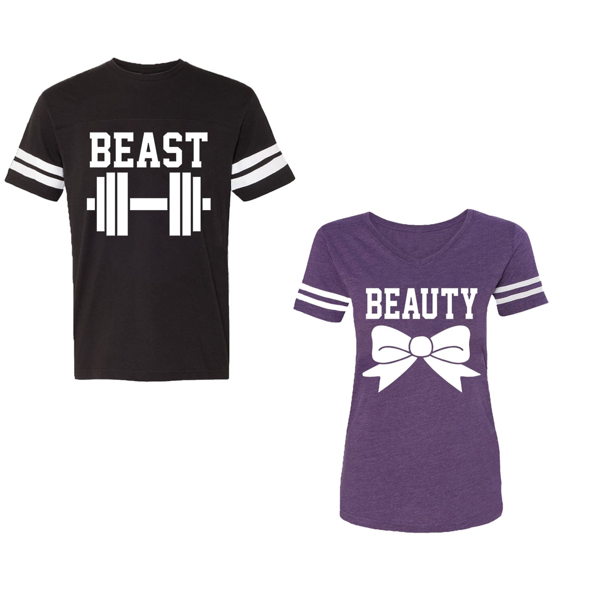 Old Beast Beauty Unisex Couple Matching Cotton Jersey style T-Shirt ...